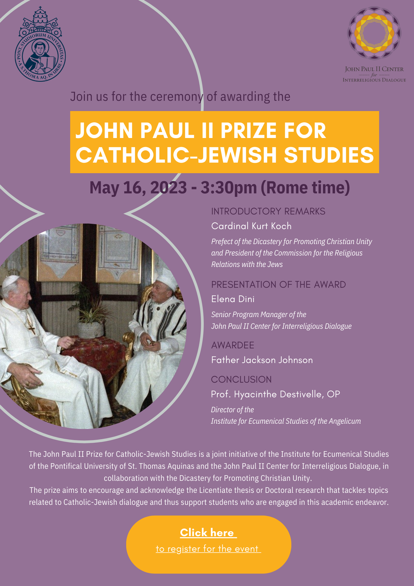John Paul II Prize for Catholic-Jewish Studies - Award Celebration ...
